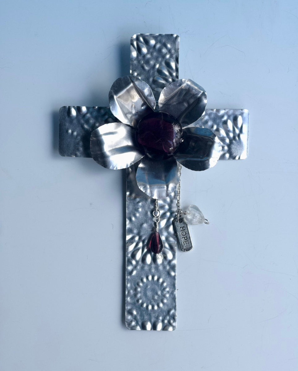 Purple Cross/Religious Gift/Cross/Unique Cross/Decorative Cross/Silver ...